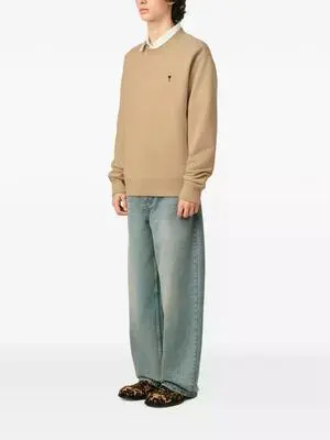 AMI Paris Cotton Sweatshirt With De Coeur Embroidery