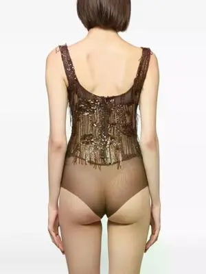 ATU BODY COUTURE Sequin Embellished Corset Bodysuit