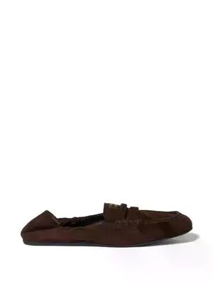 Miu Miu Ruched Suede Loafers - Brown
