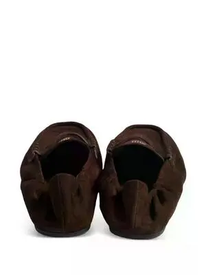 Miu Miu Ruched Suede Loafers - Brown