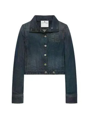 COURREGES Logo-embroidered Denim Jacket - Blue