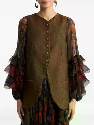 Etro Wool-blend Jacquard Paisley Motif Waistcoat - Brown