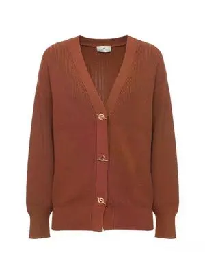 Elisabetta Franchi Knit Cardigan With Jewel Buttons - Brown