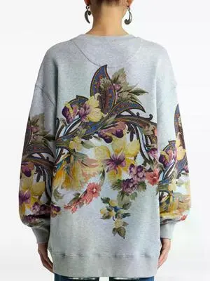 Etro Cotton Sweatshirt With Placed Paisley And Flower Print