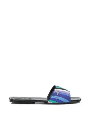 Emilio Pucci Iride Print Silk Sandals - Blue