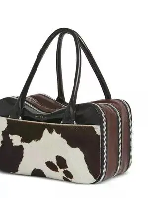 Marni Boxyne Cow-print Leather Tote Bag - Brown