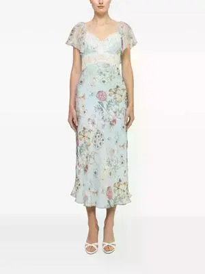 NISSA Printed Silk Midi Dress