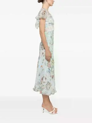 NISSA Printed Silk Midi Dress