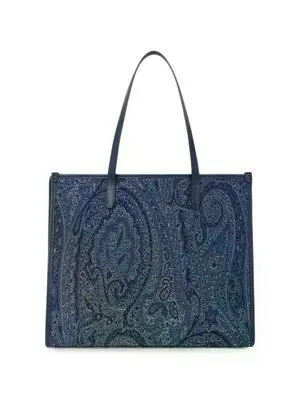 Etro Large Love Trotter Jacquard Denim Tote Bag - Blue