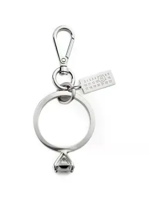 MAISON MARGIELA Polished Palladium Solitaire Ring Clip Keyring - Silver