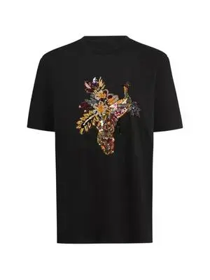 Etro Cotton T-shirt With Peacock Embellishment - Black