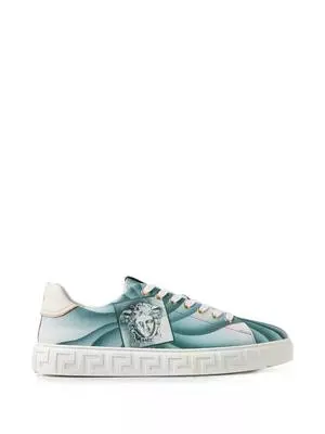 Versace Greca Printed Canvas Low-top Sneakers - Blue