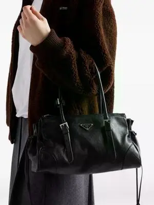 Prada Bonnie Medium Antiqued Leather Tote Bag