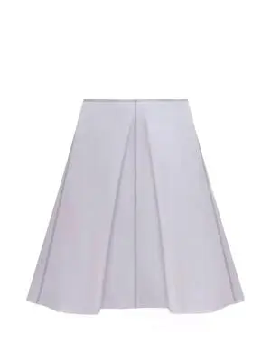Marni Cotton Poplin Midi Skirt With Contrast Stitching