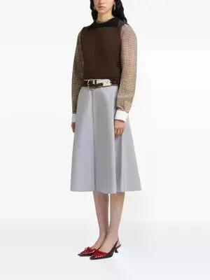 Marni Cotton Poplin Midi Skirt With Contrast Stitching