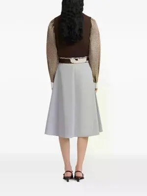 Marni Cotton Poplin Midi Skirt With Contrast Stitching