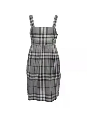 Burberry Plaid Print Sleeveless Midi Dress