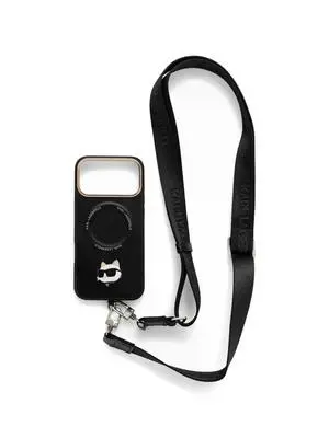 Karl Lagerfeld Choupette Logo-strap Iphone 17 Pro Max Case - Black