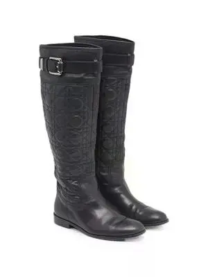 Dior Cannage Quilted Buckle Detail Boots