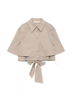 MOUTAKI Tie-fastening Cropped Shirt - Neutrals