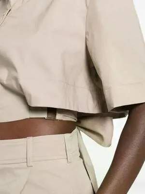 MOUTAKI Tie-fastening Cropped Shirt