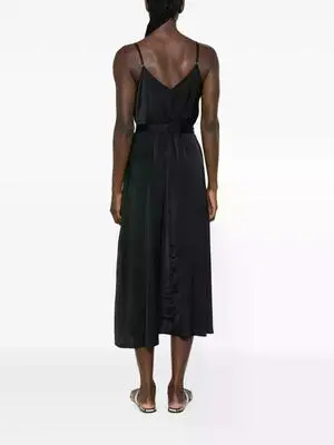 MOUTAKI Satin Finish Belted Midi Dress