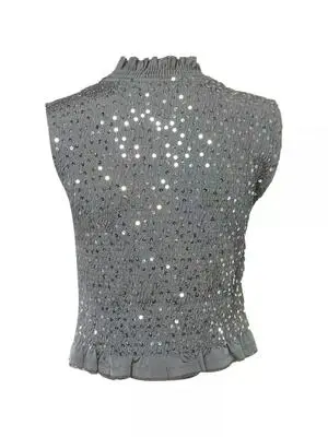 Sandro Sequin-embellished High Neck Sleeveless Top