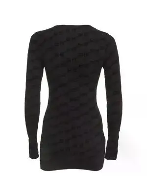 Balenciaga Bb Flocked Jersey Long-sleeved T-shirt - Black