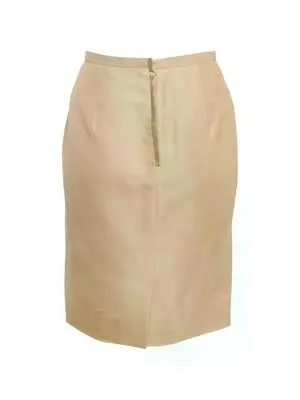 Valentino Garavani Beige Silk Dart Detail Midi Skirt