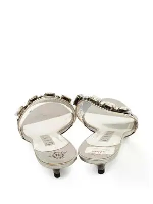 GINA Crystal Embellished Metallic Slide Sandals