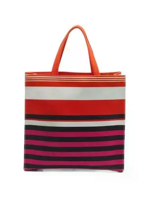 Prada Logo-embossed Stripe Tote Bag