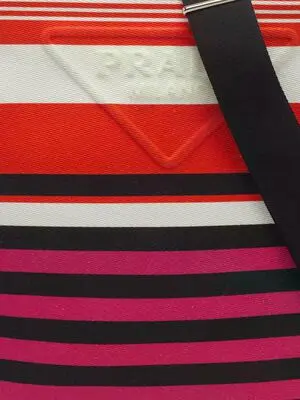 Prada Logo-embossed Stripe Tote Bag