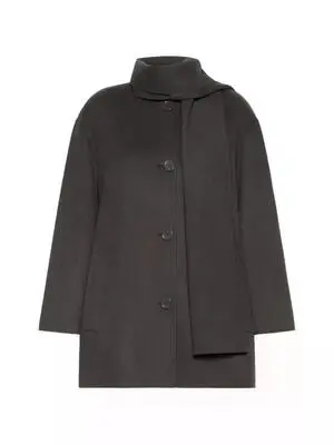 Max Mara Wool Coat With Scarf Detail - Grey