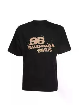 Balenciaga Logo Print T-shirt - Black