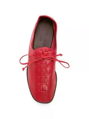 Hereu Leather Lace-up Square Toe Block Heel Shoes