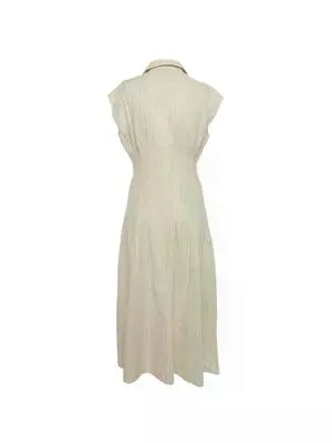Sandro Striped Pleated Linen Midi Dress