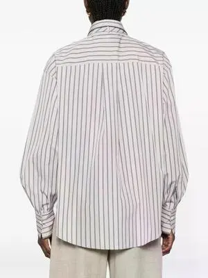 Brunello Cucinelli Striped Shirt With Neck-tie Detail