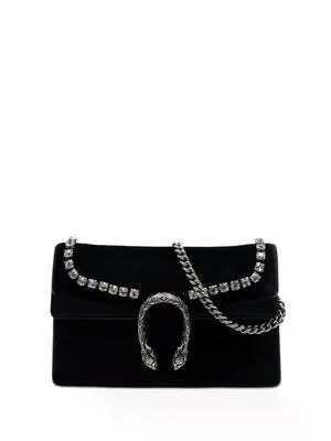 Gucci Dionysus Mini Crystal Embellished Velvet Crossbody Bag - Black
