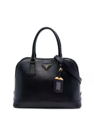 Prada Saffiano Lux Open Promenade Satchel - Black
