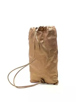 Burberry Metallic Grained Calfskin Drawstring Sling Bag Backpack