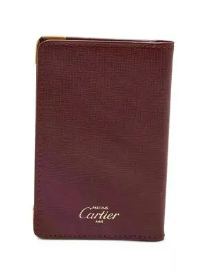 Cartier Must De Burgundy Leather Card Case With Leather Key Ring - Red