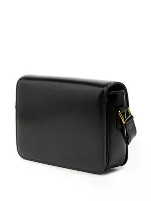 Celine Shiny Calfskin Triomphe Crossbody Bag - Black