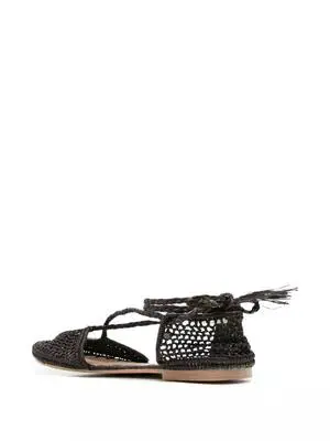 SLO_HAND_MADE Woven Lace-up Ballet Flats