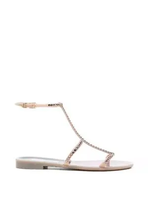 Menghi Crystal Embellished Jelly Sandals - Grey