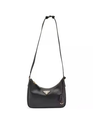 Prada Re-edition Saffiano Leather Shoulder Bag - Black
