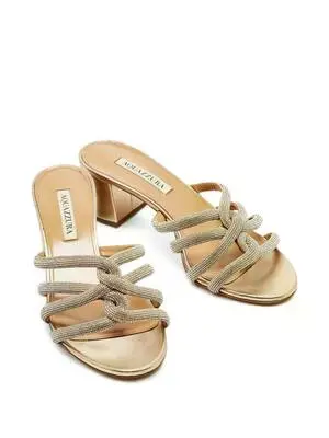 AQUAZZURA Crystal-embellished Leather Sandals