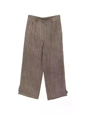 Emporio Armani Vertical Stripe Pleated Trousers - Brown