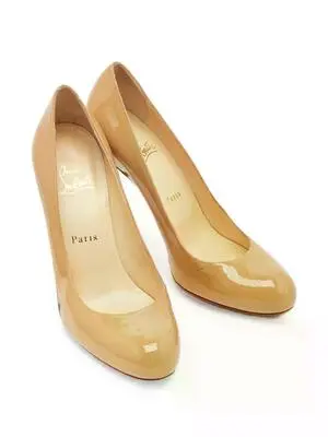 CHRISTIAN LOUBOUTIN Beige Patent Leather Stiletto Pumps