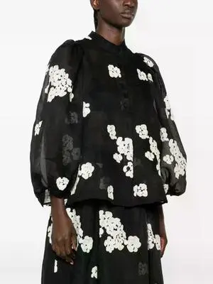 MOUTAKI Embroidered Puff Sleeve Shirt