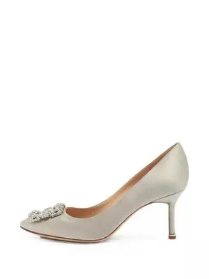 Manolo Blahnik Hangisi Crystal Buckle Pumps - Grey
